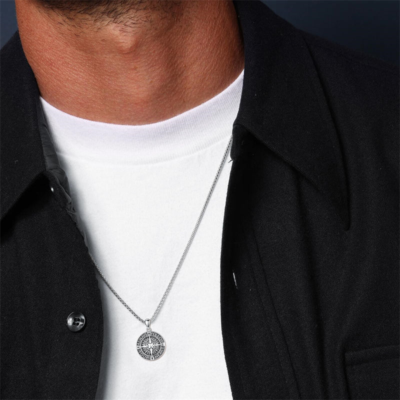 Sterling Silver Compass Pendant Necklace Graduation Jewelry Gift ...