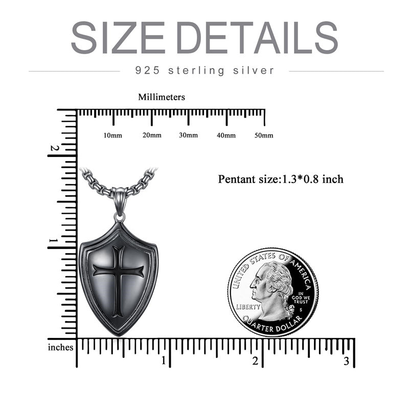 Sterling Silver Knights Templar & Cross Shield Pendant Necklace for Me ...