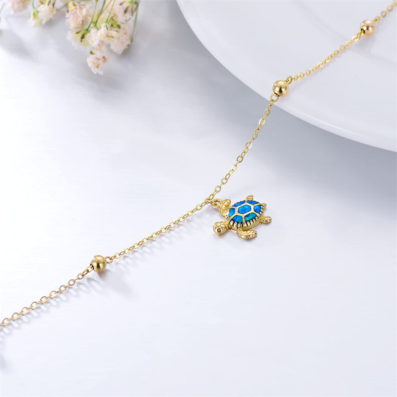 14K Gold Sea Turtle Single Layer Anklet– romanticwork