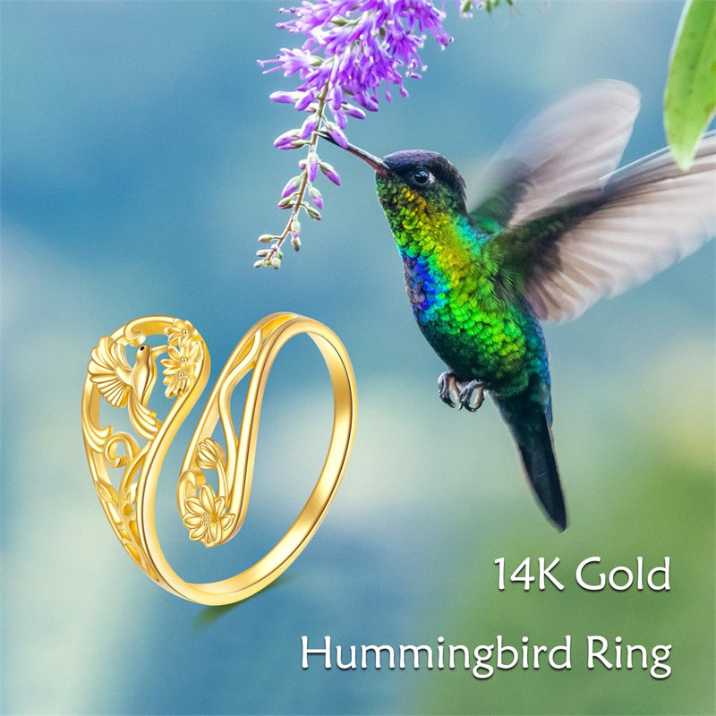 10K 14K 18K Yellow Gold Adjuatable Spoon Dragonfly Butterfly Hummingbi ...