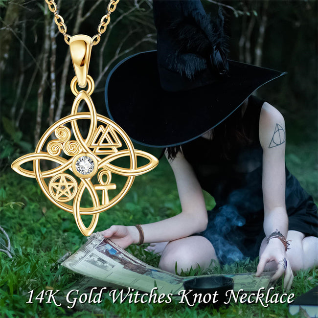 14K Gold Witches Knot Necklace Solid 14K Yellow Gold Witch Jewelry Gif ...