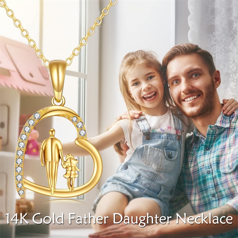 Gold Father Daughter Necklace | Heart Pendant– romanticwork