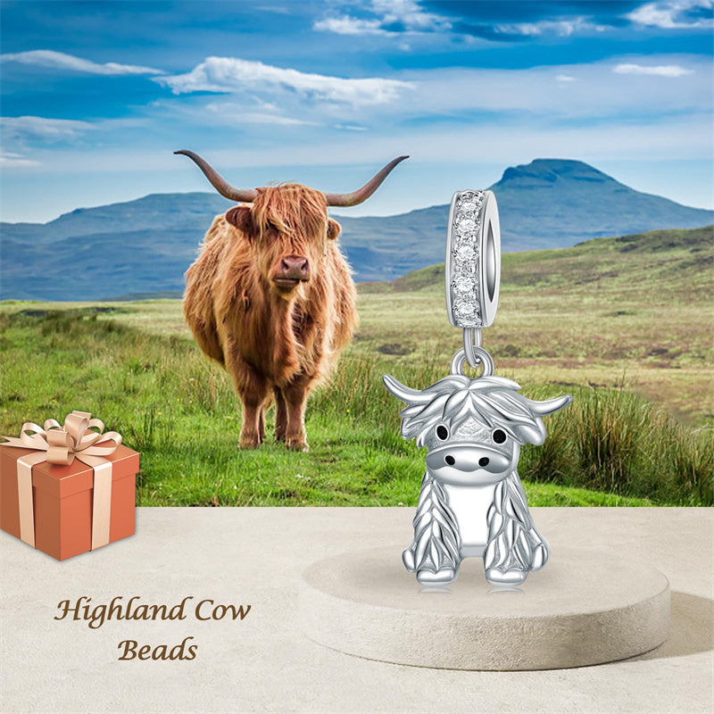 Sterling Silver Highland Cow Charm Beads– romanticwork