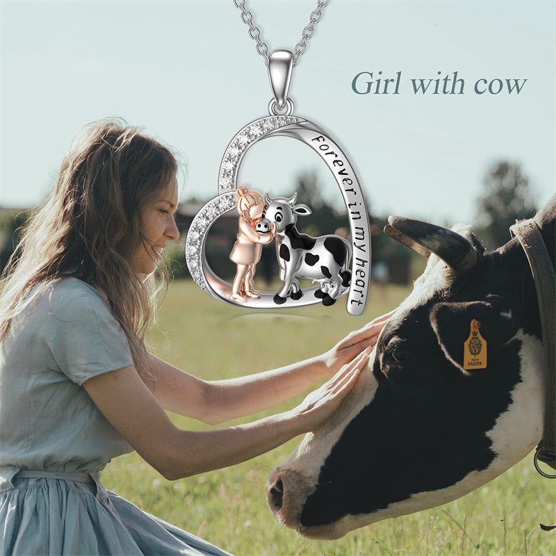 Sterling Silver Cow Pendant Necklace– romanticwork