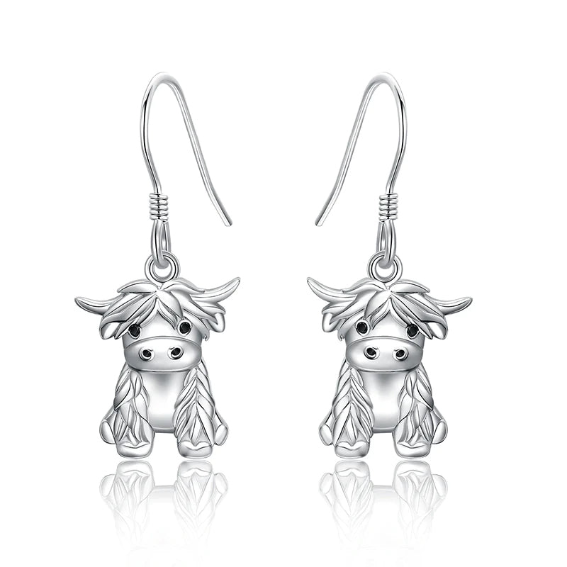 Highland Cow Earrings 925 Sterling Silver Western Cow Head Earrings Sc ...