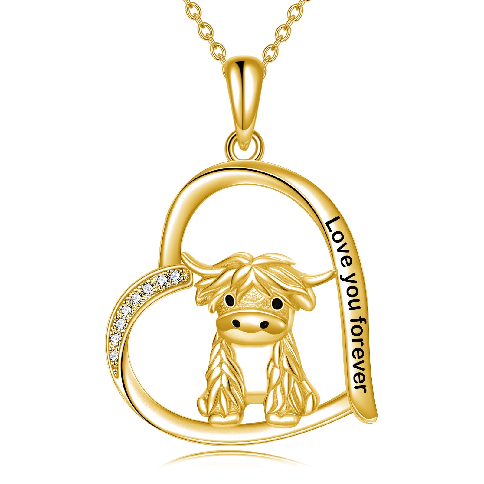 Highland Cow Necklace Sterling Silver Heart Cow Pendant Charm Jewelry ...