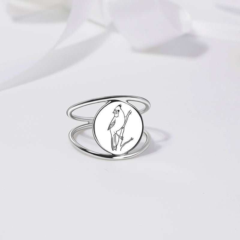 Sterling Silver Red Cardinal Bird Ring Gifts– romanticwork