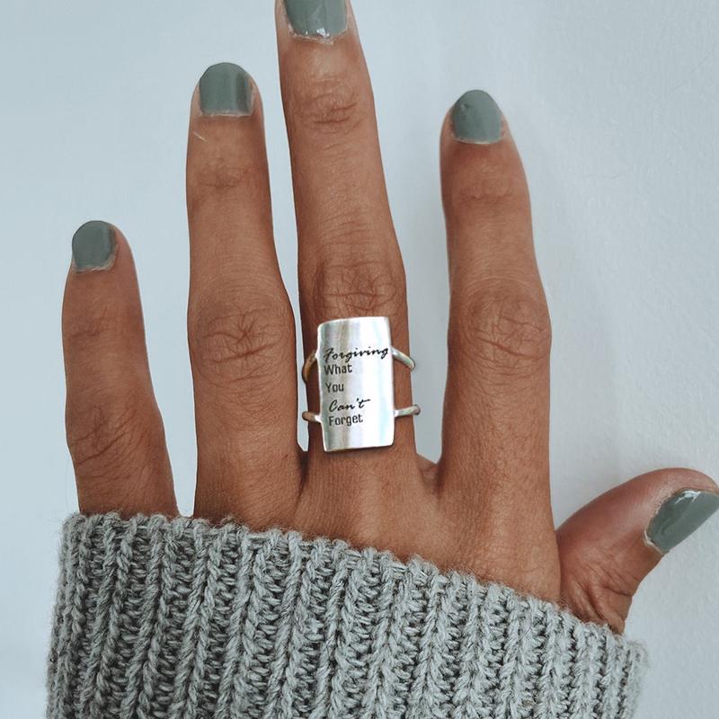 Motivation Ring Quote Ring Forgiving What You Can't Forget 925 Silver ...