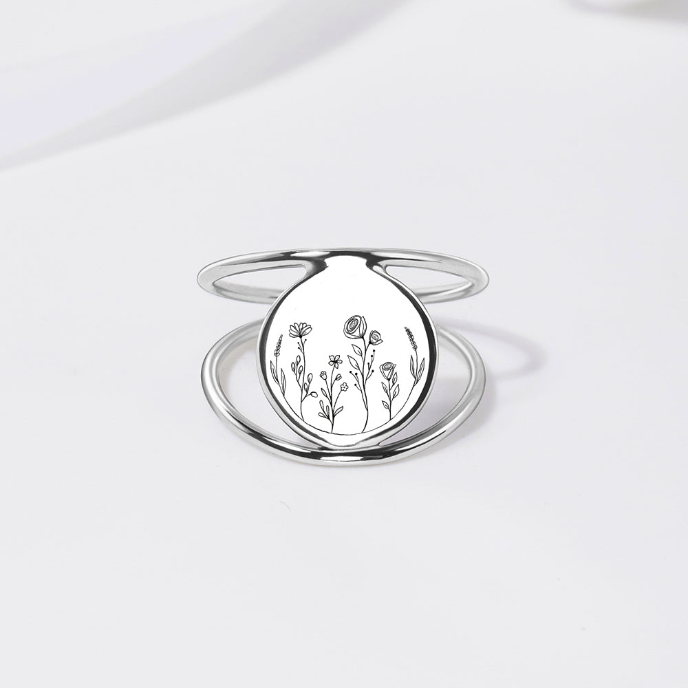 Sterling Silver Spring Wildflowers Nature Ring– romanticwork