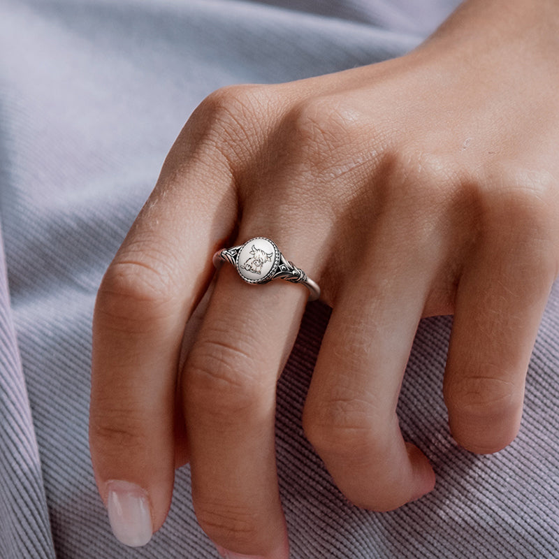 Sterling Silver Highland Cow Animal Ring– romanticwork
