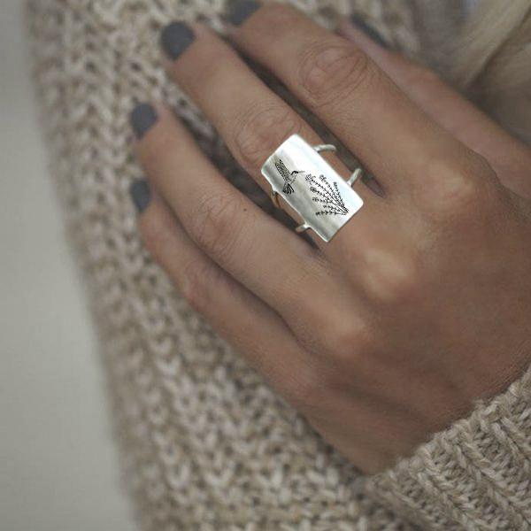 S925 Sterling Silver Hummingbird Ring Animal Ring Jewelry Gift For ...