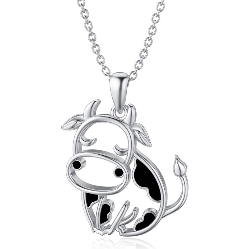 Sterling Silver Cow Pendant Necklace– romanticwork