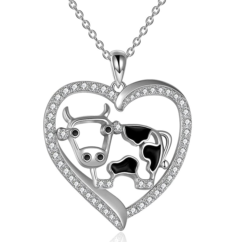 Sterling Silver Cow Pendant Necklace– romanticwork