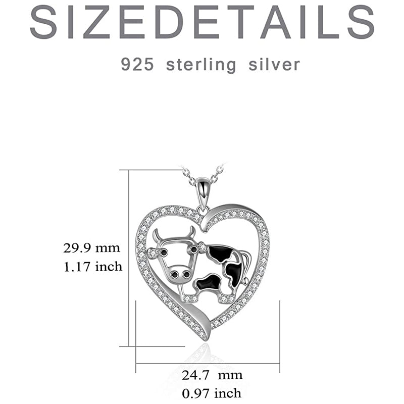 Sterling Silver Cow Pendant Necklace– romanticwork