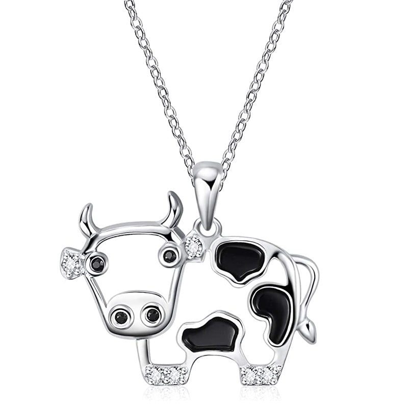 Sterling Silver Cow Pendant Necklace– romanticwork