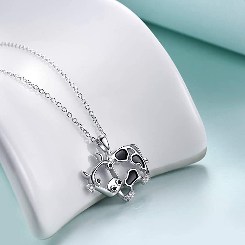 Sterling Silver Cow Pendant Necklace– romanticwork