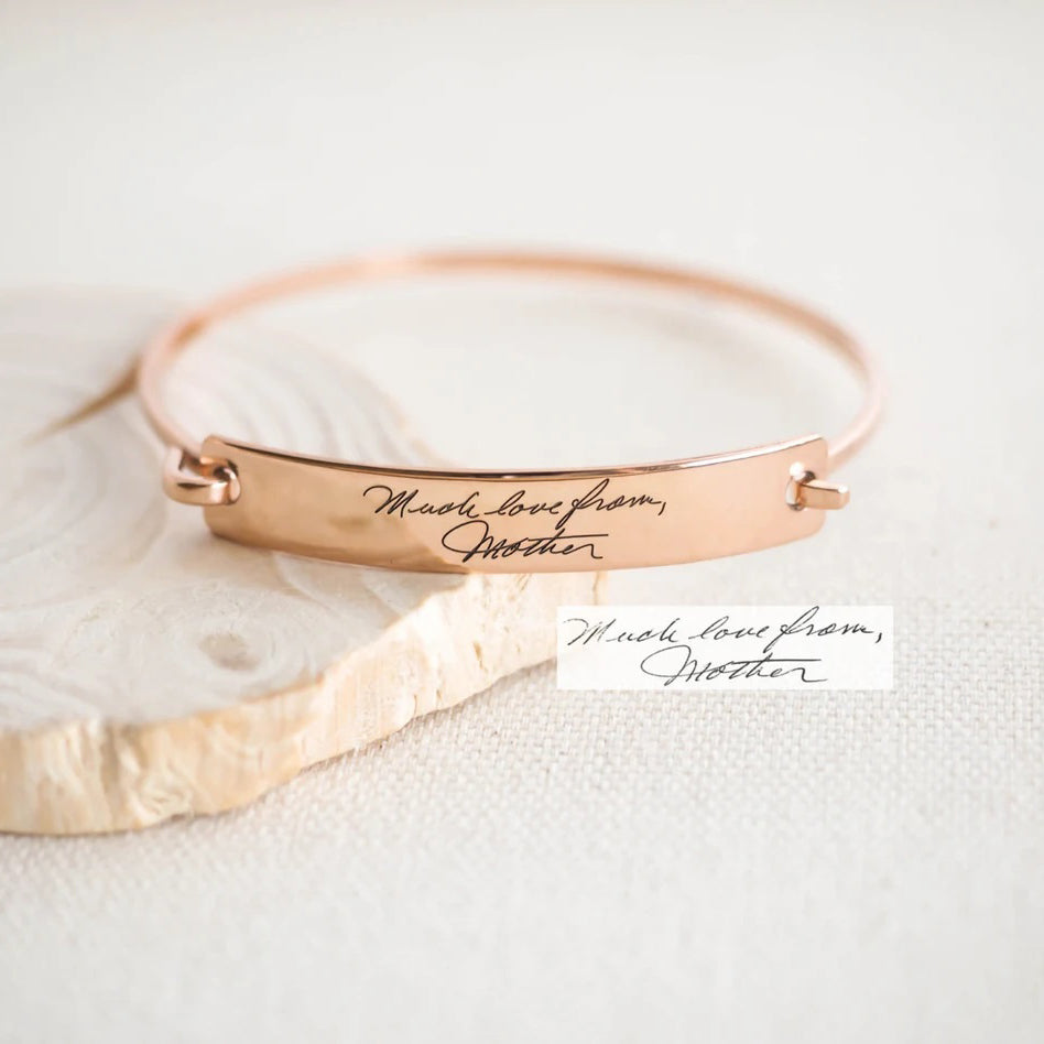 Custom Actual Handwriting Bracelet ? Handwriting Bangle ? Engrave ...