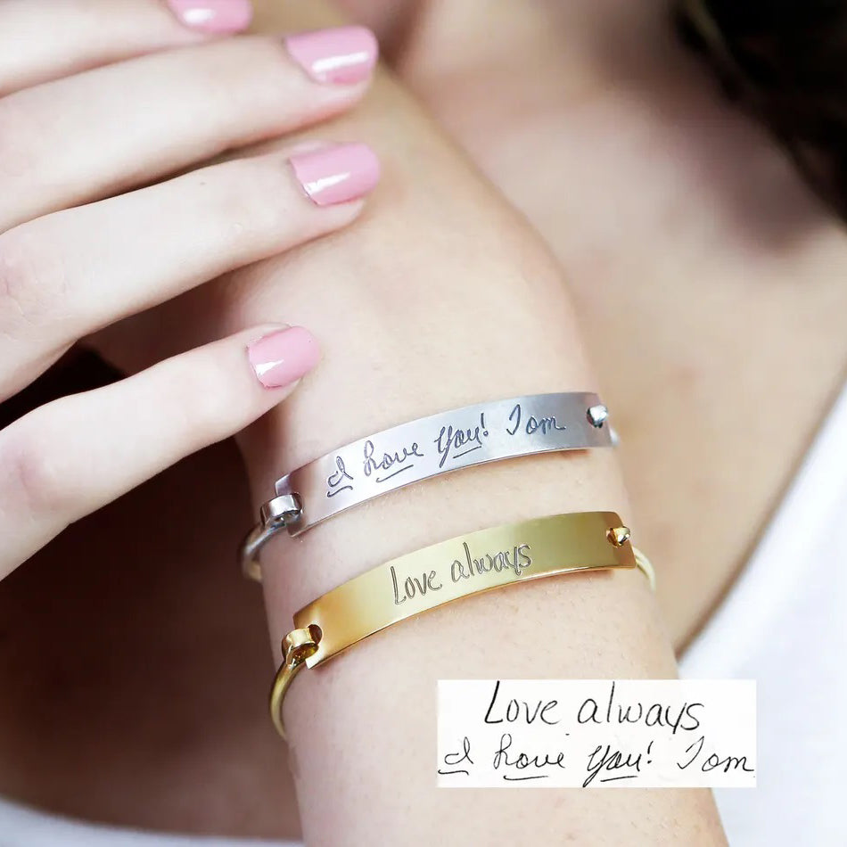 Custom Actual Handwriting Bracelet ? Handwriting Bangle ? Engrave ...