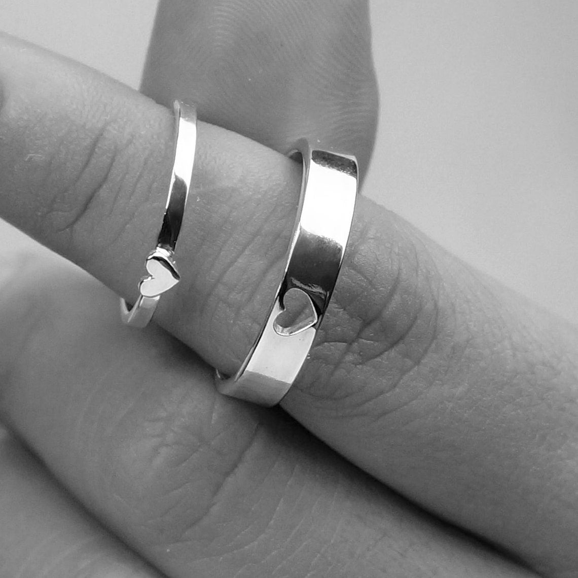 Sterling Silver Personalized Engraved Heart Promise Couple Rings ...