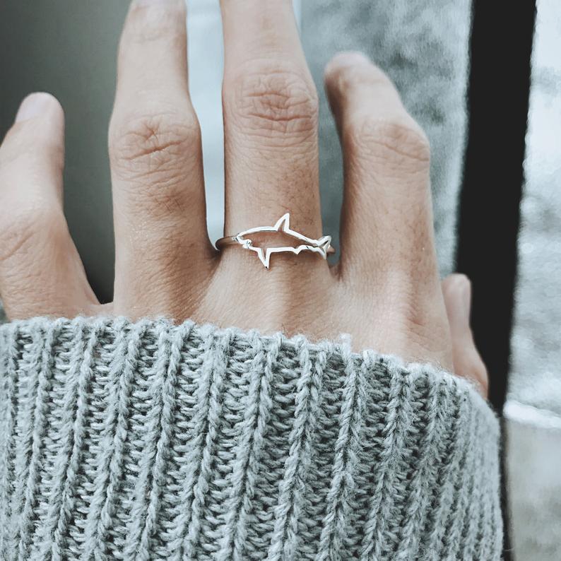 Sterling Silver Shark Ring– romanticwork