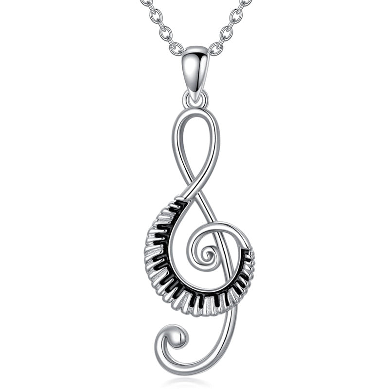 Sterling Silver Piano Music Note Dancer Pendant Necklace– romanticwork
