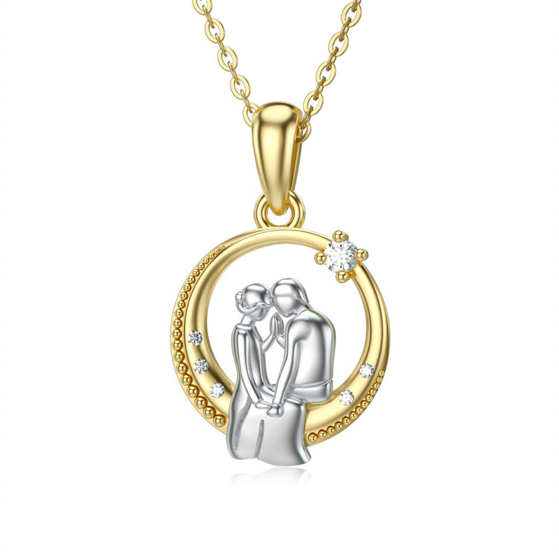 10K 14K 18K Gold Lovers Couple Pendant Necklace– romanticwork