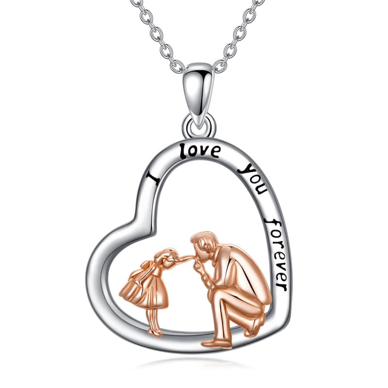 Sterling Silver Father Daughter Heart Pendant Necklace from Dad Gift f ...