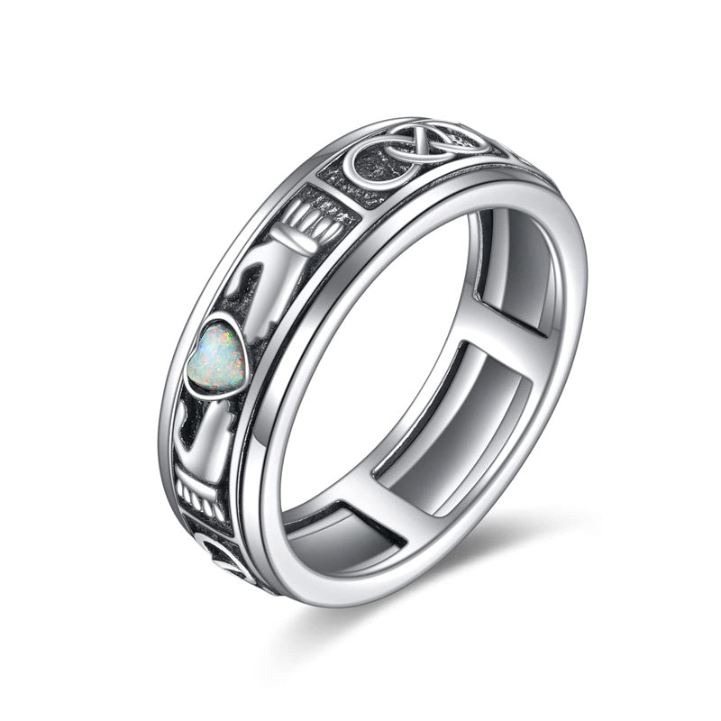 Sterling Silver Claddagh Moon And Star Anxiety Spinner Ring– romanticwork