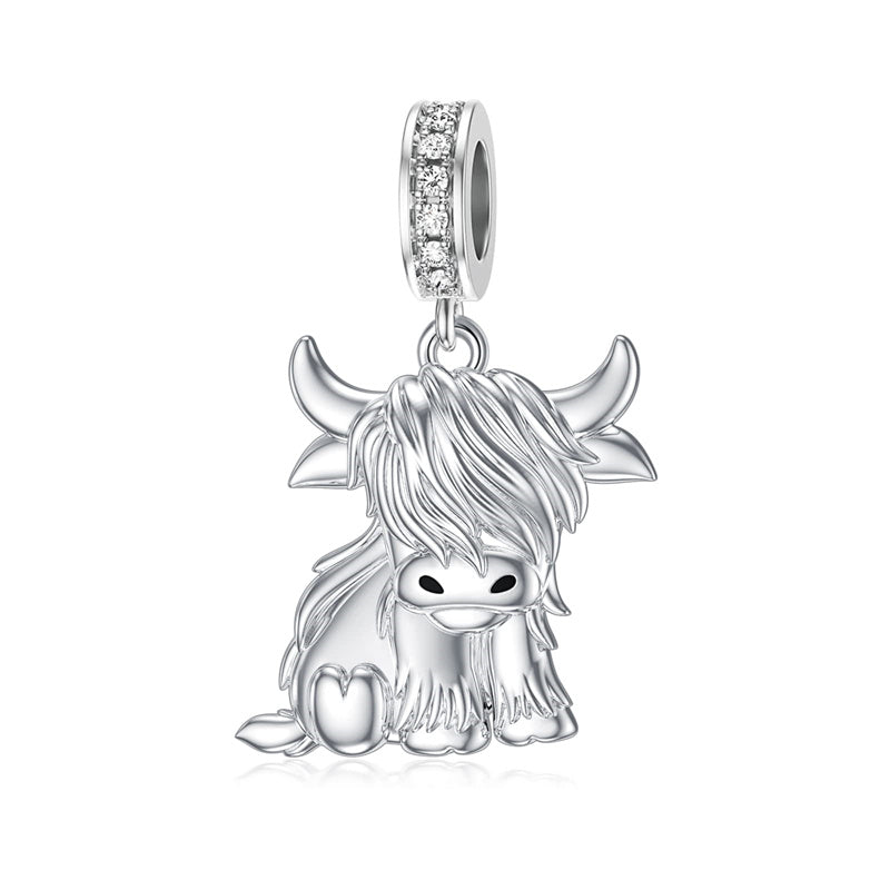 Sterling Silver Highland Cow Charm Beads– romanticwork