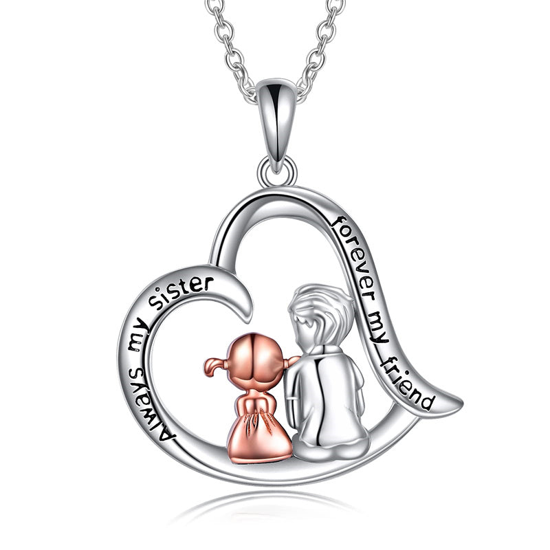 Sterling Silver Brother and Sister Pendant Necklace With Engraved ...