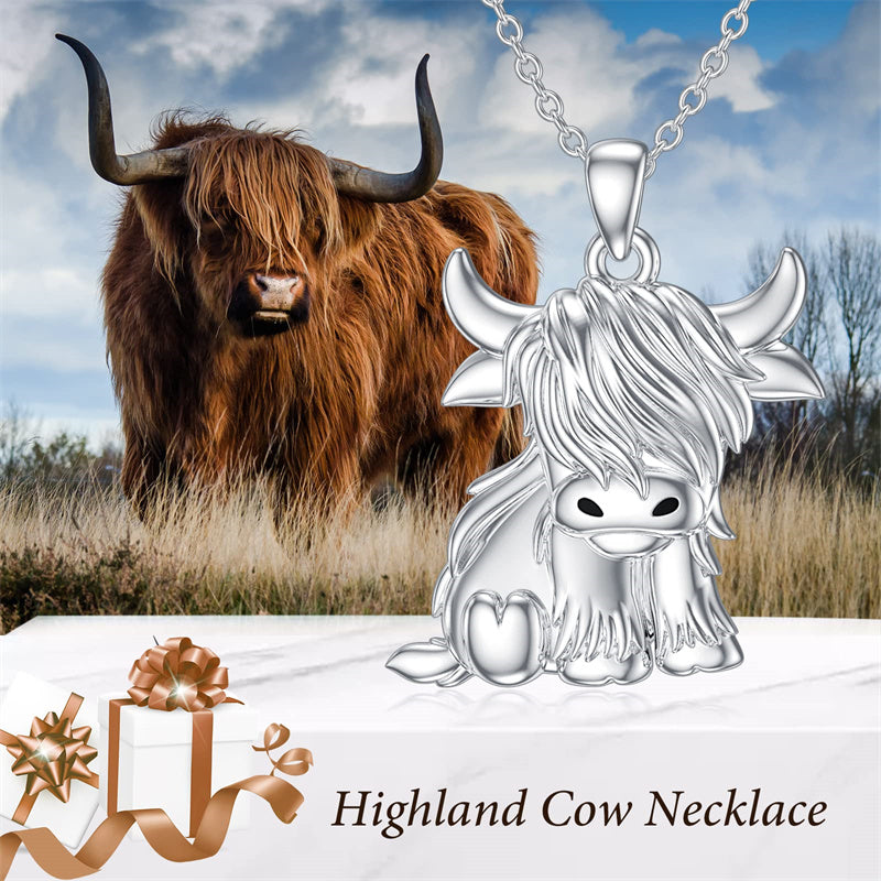 Sterling Silver Highland Cow Necklace– romanticwork