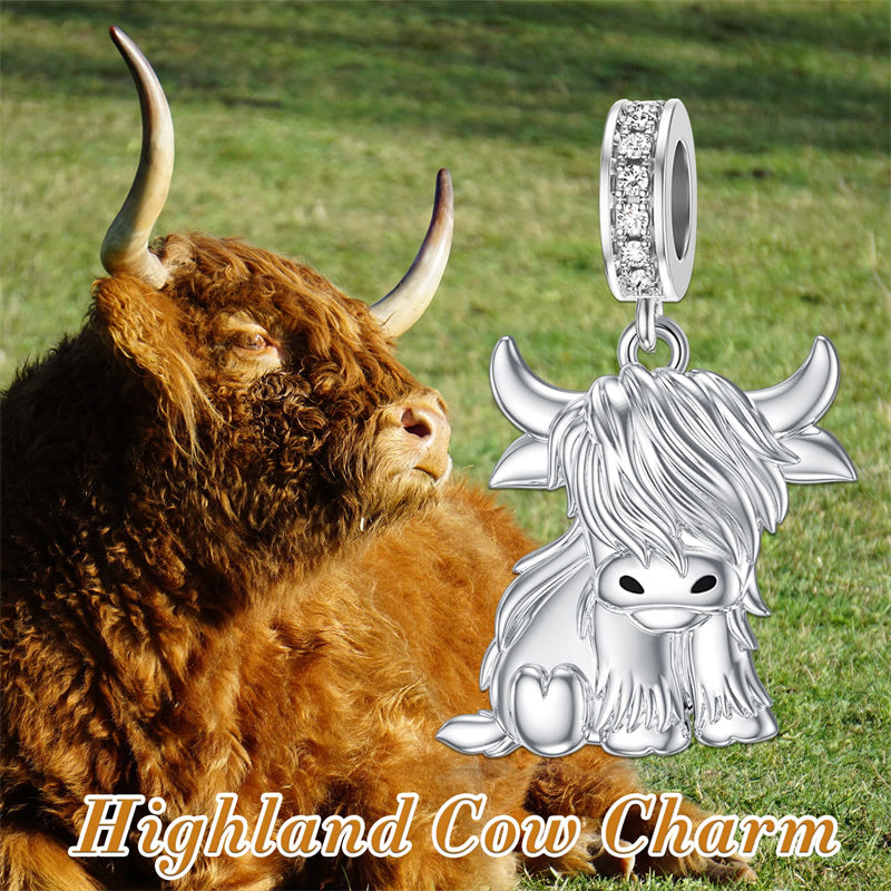Sterling Silver Highland Cow Charm Beads– romanticwork