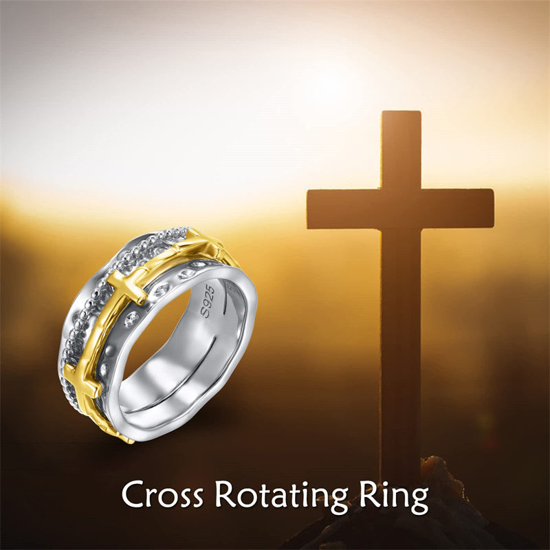 Sterling Silver Cross Spinner Ring– romanticwork