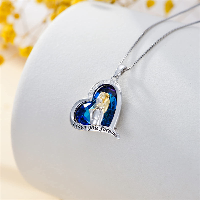 Sterling Silver Father Daughter Necklace Crystal Heart Pendent Necklac ...