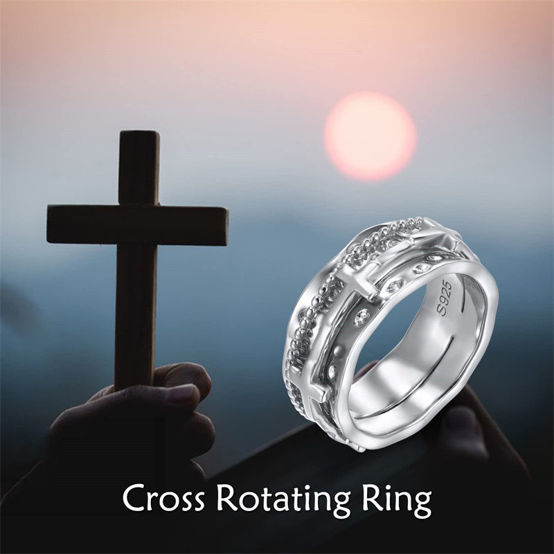 Sterling Silver Cross Spinner Ring– romanticwork