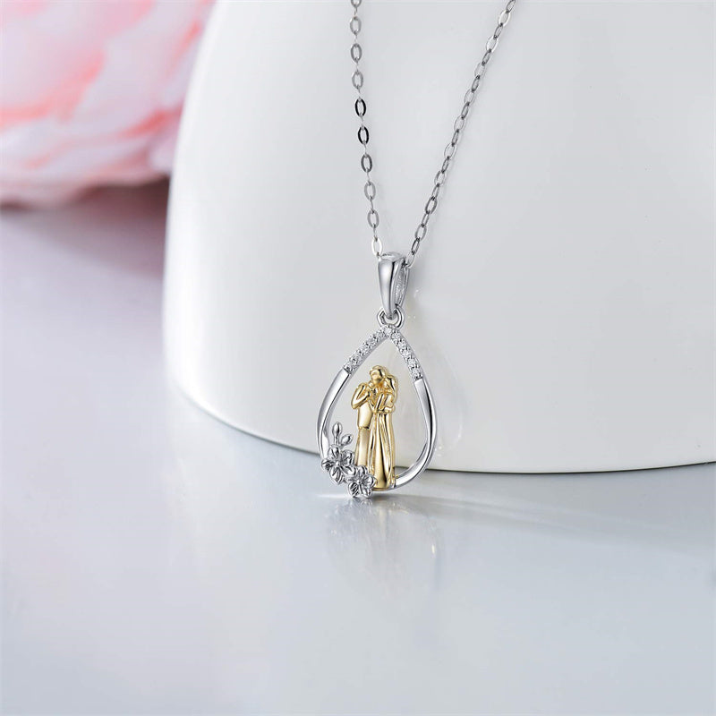 10K 14K 18K Gold Lovers Couple Pendant Necklace– romanticwork
