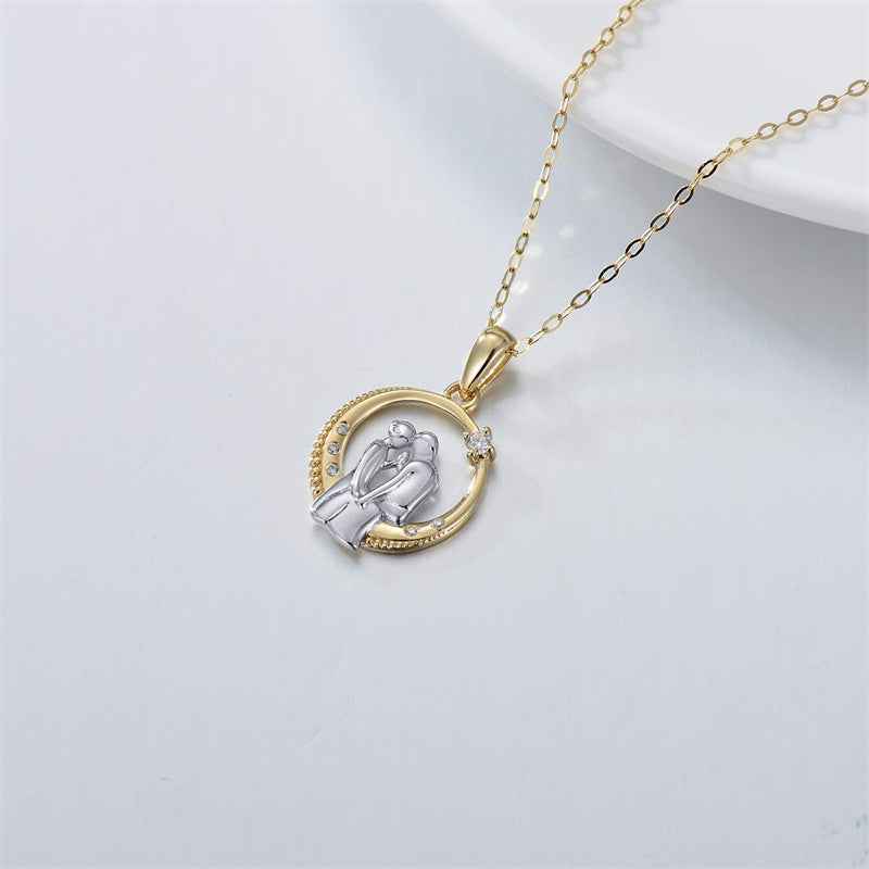 10K 14K 18K Gold Lovers Couple Pendant Necklace– romanticwork