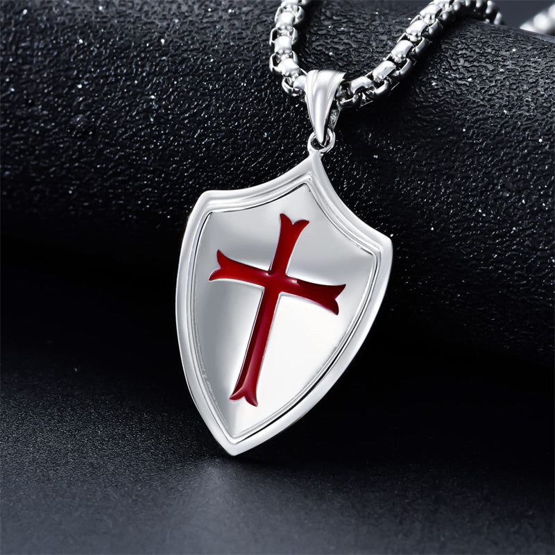 Sterling Silver Knights Templar & Cross Shield Pendant Necklace for Me ...