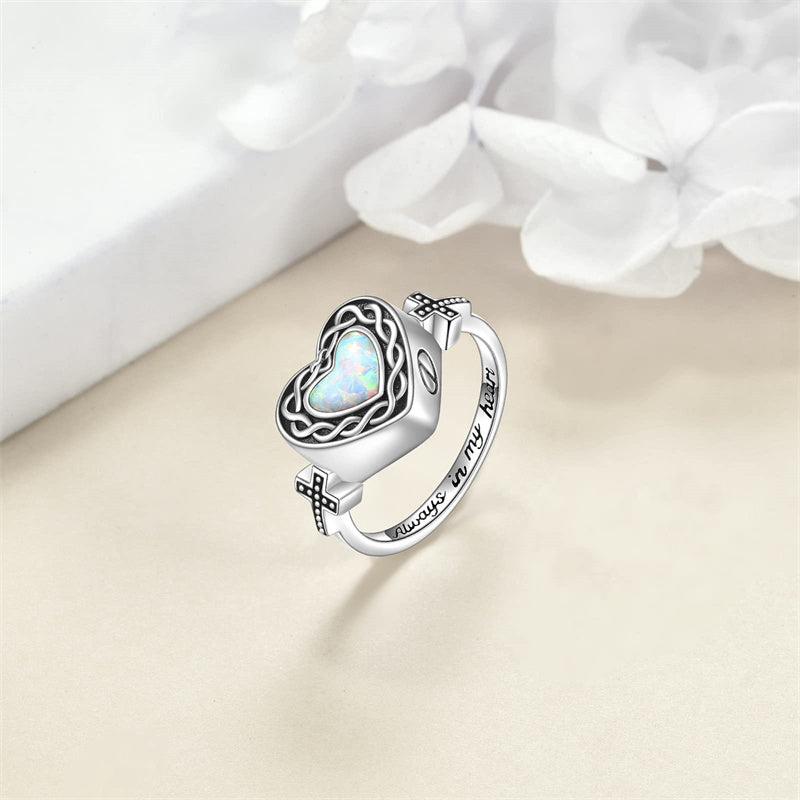 Sterling Silver Heart Celtic Knot Cross Urn Rings for Ashes Engraved W ...