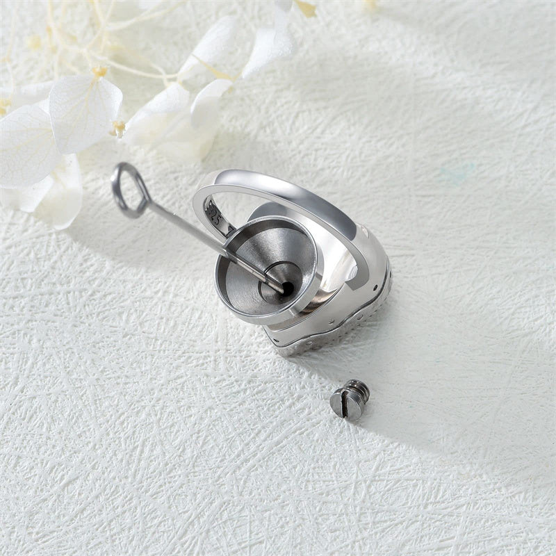 Sterling Silver Dog Urn Necklace Ring for Ashes with Engraveds ...