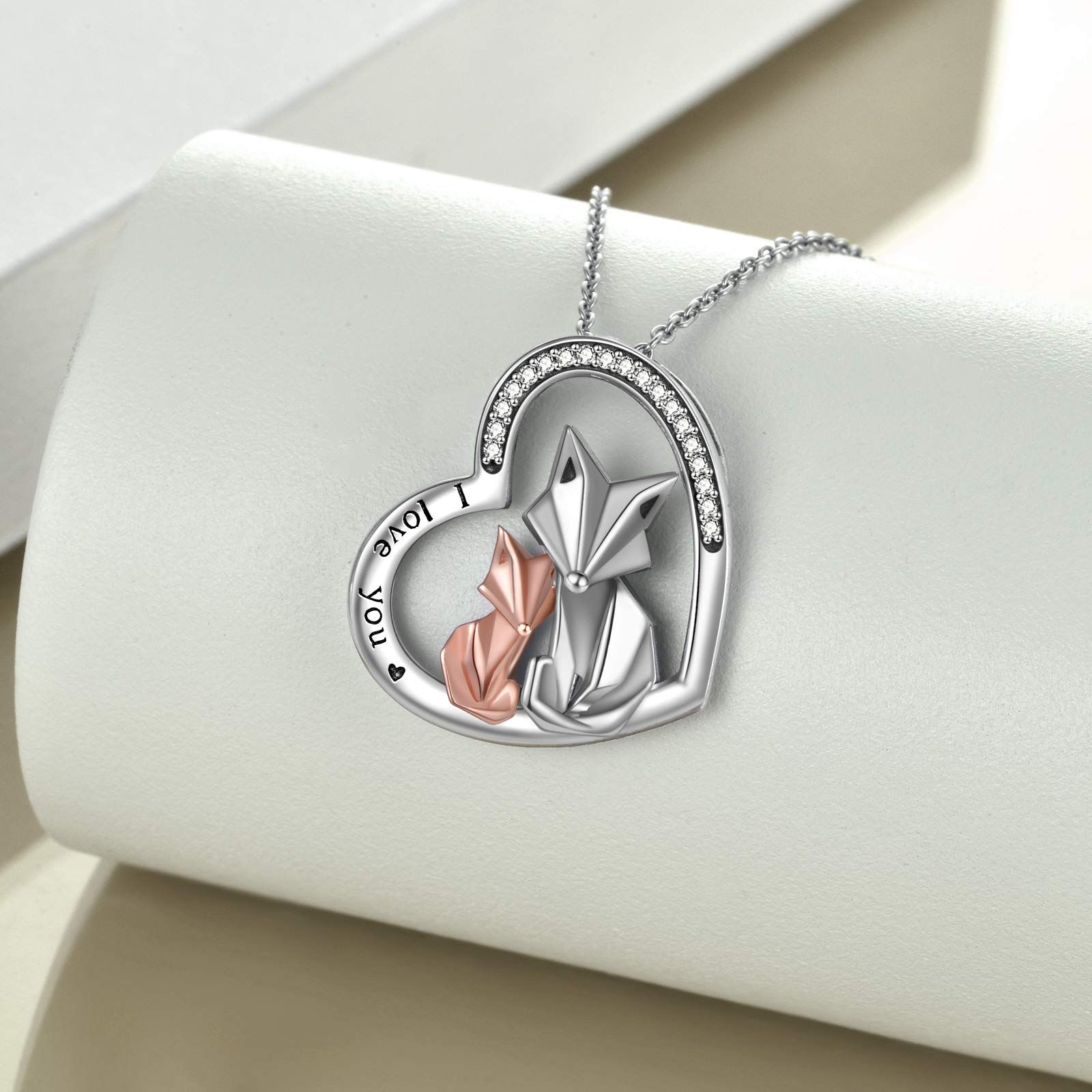 Sterling Silver Origami Fox Pendant Necklace With Engraved– romanticwork