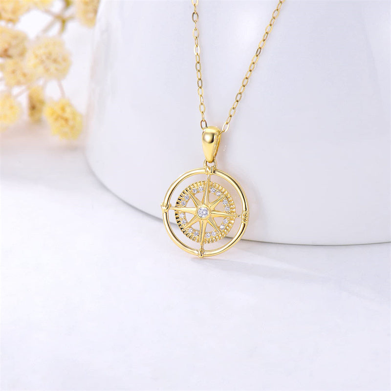 14K Gold Compass Pendant Necklace– romanticwork