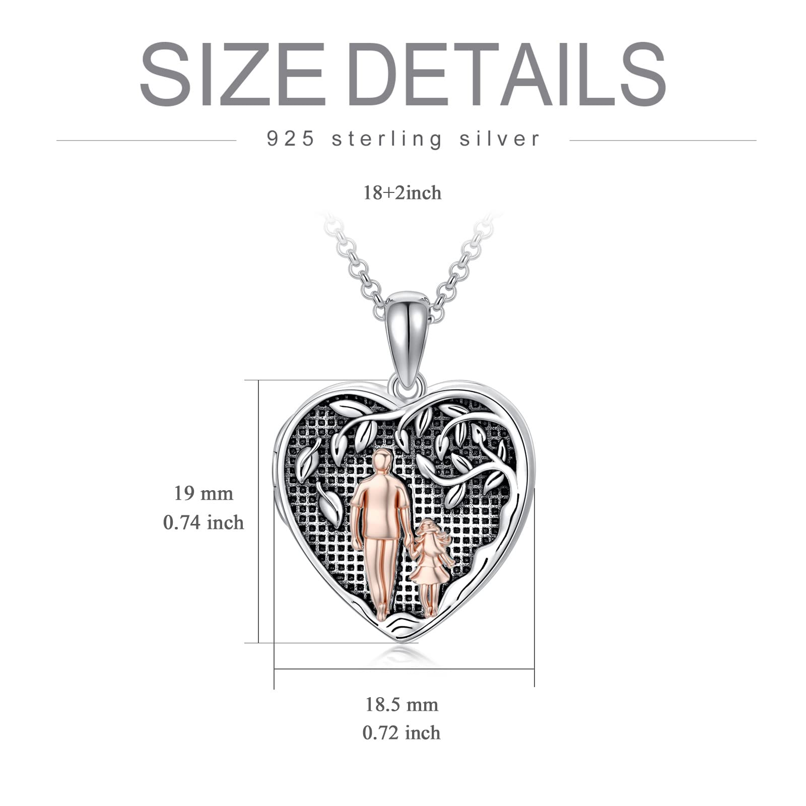 Sterling Silver Father Daughter Locket Pendant Custom Personalized Pho ...