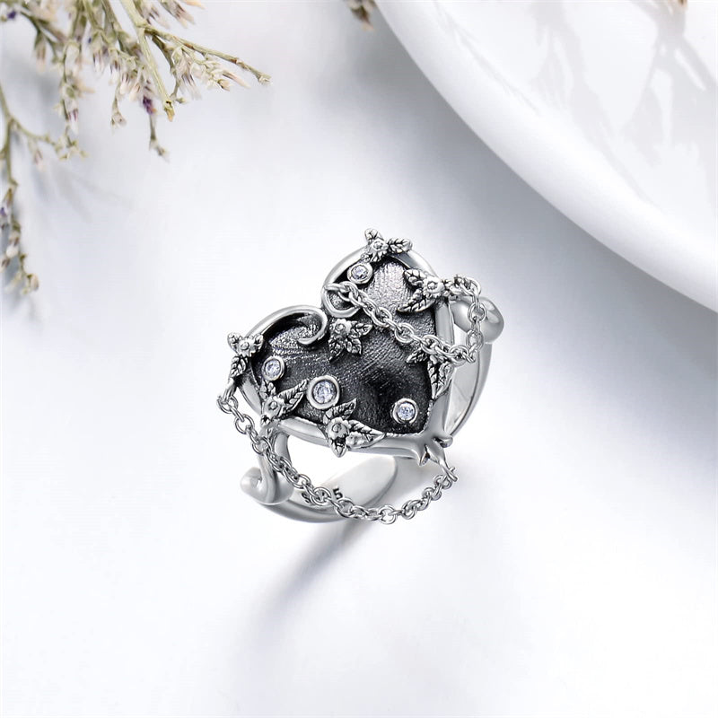 Sterling Silver Witch Heart Nature Ring– romanticwork