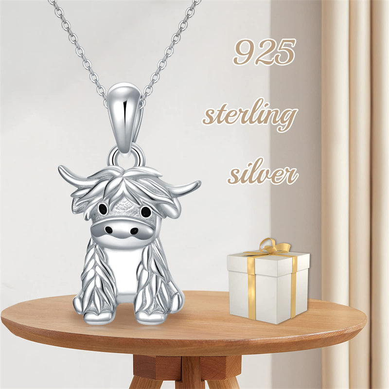 Sterling Silver Highland Cow Necklace– romanticwork