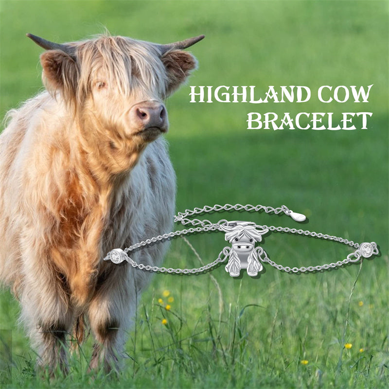Sterling Silver Highland Cow Bracelet– romanticwork