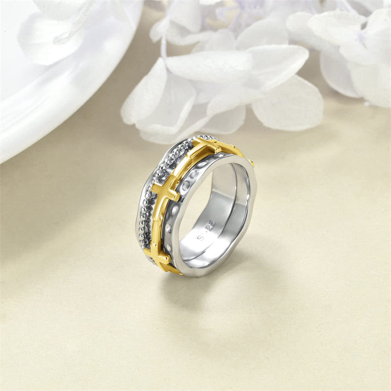 Sterling Silver Cross Spinner Ring– romanticwork