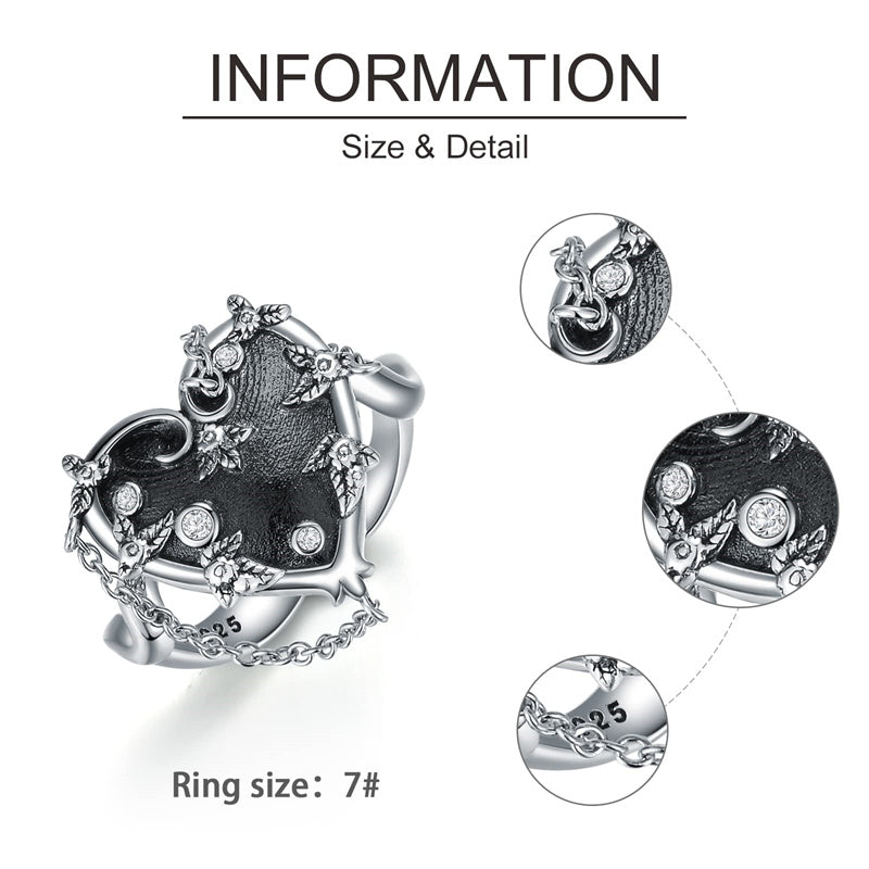 Sterling Silver Witch Heart Nature Ring– romanticwork