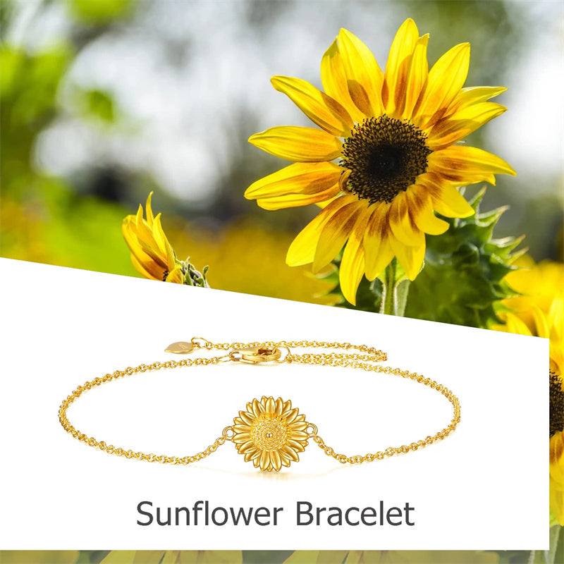 14K Yellow Gold Sunflower Bracelet– romanticwork