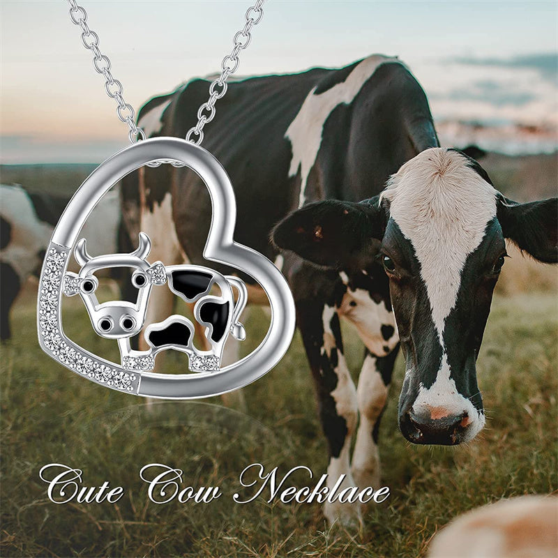 Sterling Silver Cow Pendant Necklace– romanticwork